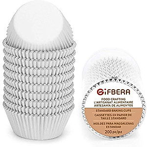 Gifbera White Metallic Foil Cupcake Liners Standard Size Baking Cups, 200-Count