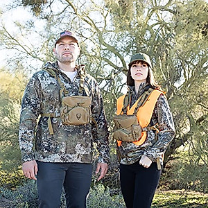 Boundless Performance Binocular Harness Chest Pack - Our Bino Harness case is Great for Hunting, Hiking, and Shooting - Bino Straps Secure Your Binoculars - Holds rangefinders, Bullets, Gear - Coyote