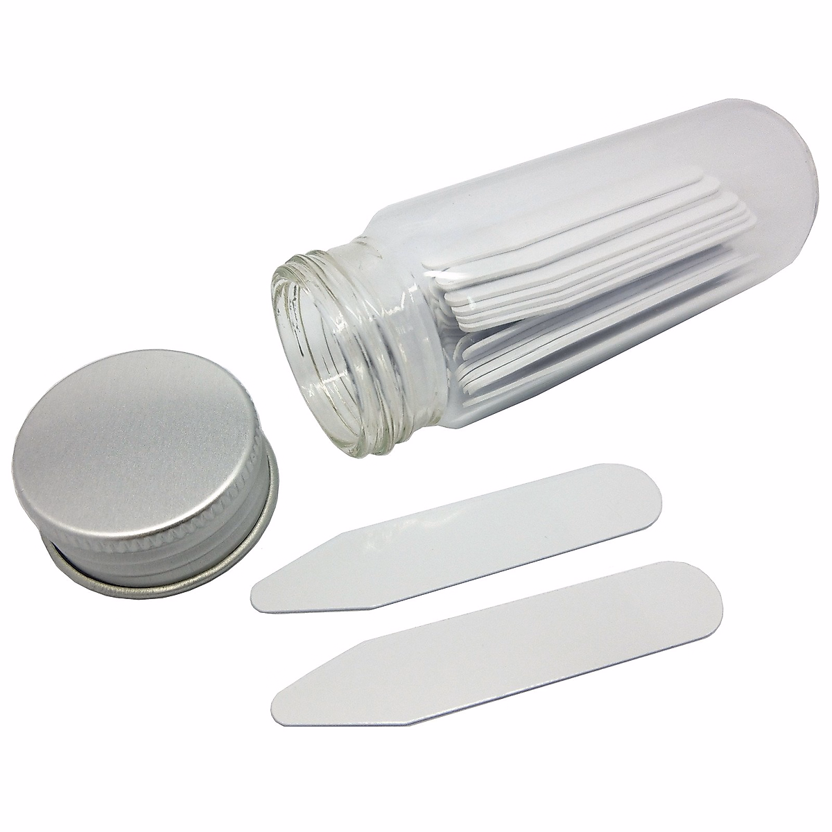 Lary 28 Pcs Plastic Collar Bones Shirt Stays in Glass Bottle Length 2 inches