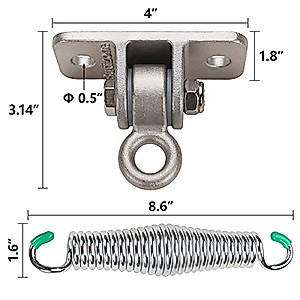 Butizone Porch Swing Hanging Kit, 304 Stainless Steel Swing Hangers and Galvanized Springs for Ceiling Mount Porch Swings and Hammock Chairs, 700 Lbs. Capacity, Set of 2