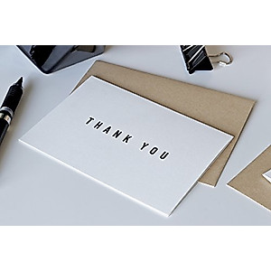 Verbaa 100 Premium Paper Thank You Cards With Self-Seal Envelopes - 2 Designs of Elegant Modern Thank You Cards For Any Occasion - Wedding, Engagement, Funeral, Graduation, Business (100-pack)