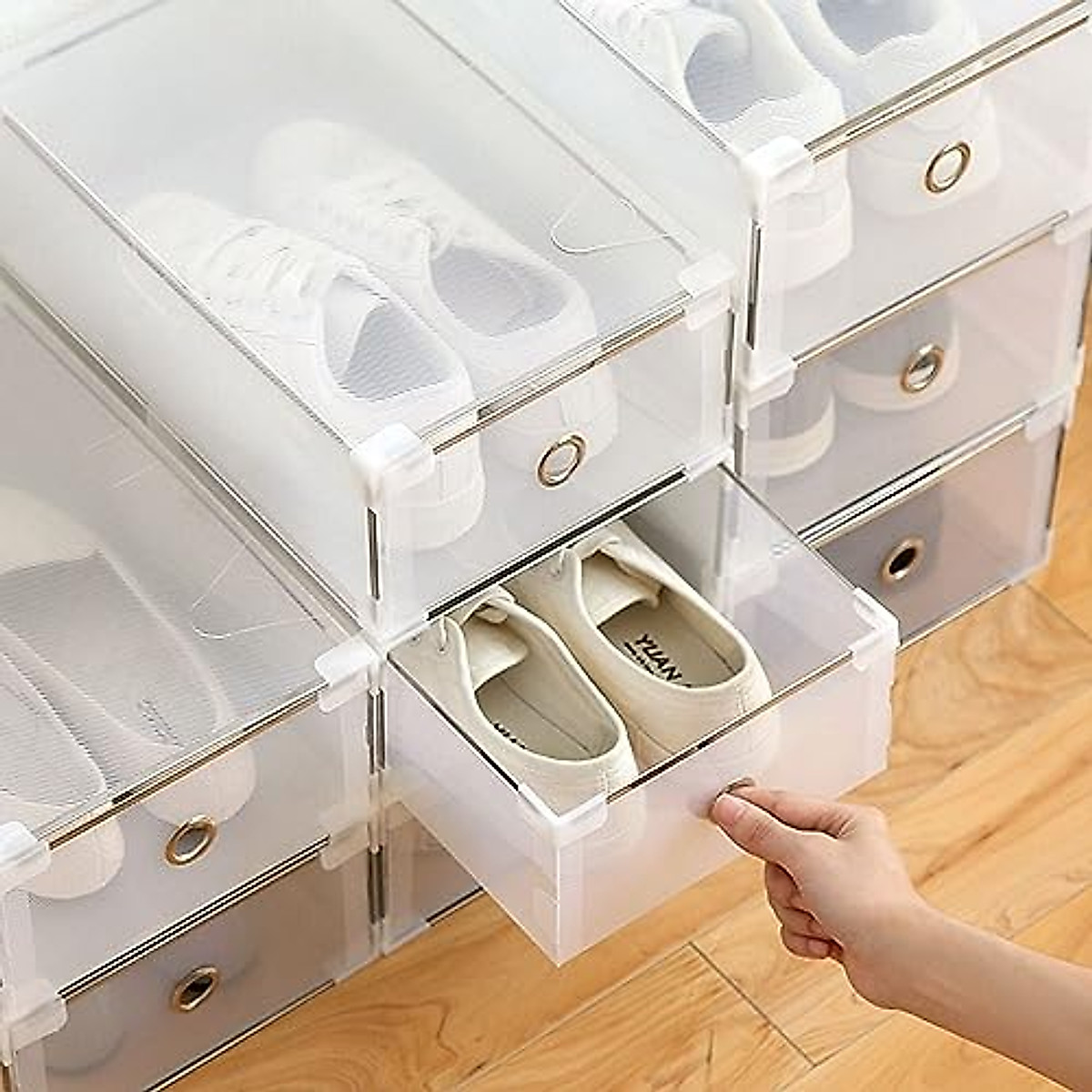 CHDHALTD Shoe Storage Box, Stackable Shoe Organizer,Under Bed Shoe Organizers Storage Boxes, Universal Shoe Storage Boxes for Men and Women(pink)