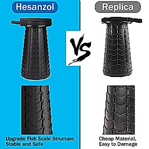 Hesanzol Portable Telescopic Stool with Seat Cushion, Adjustable Retractable Folding Stool for Indoor Outdoor, Lightweight Collapsible Stool for Adults, Load Capacity 400lbs (Black)