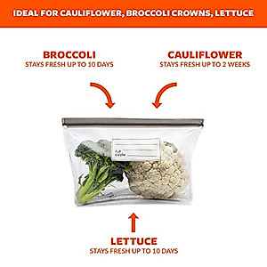 Full Circle Ziptuck Reusable Produce Bags - Set of 3 BPA-Free Food Storage Bags Includes Fruit Bag, Stalks Bag and Large Veggie Bag - Leakproof Ziplock Seal Food Saver Bags
