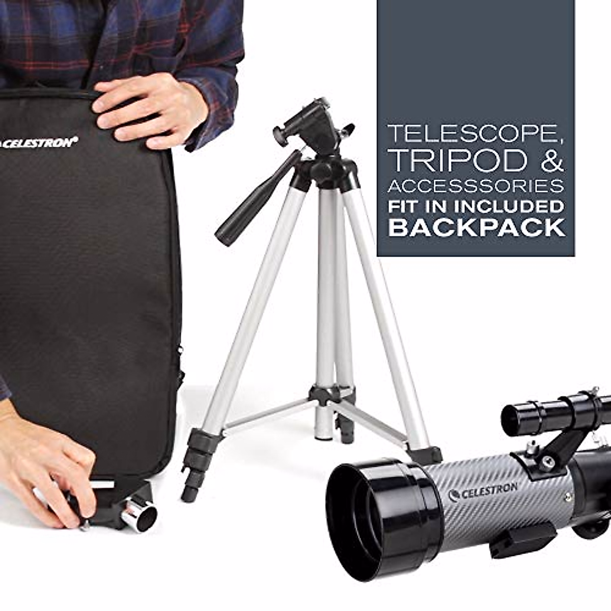 Celestron - 70mm Travel Scope DX - Portable Refractor Telescope - Fully-Coated Glass Optics - Ideal Telescope for Beginners - BONUS Astronomy Software Package - Digiscoping Smartphone Adapter