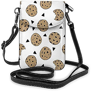 Cookies Food Chocolate Chip Biscuits Women Soft PU Leather Cellphone Purse Wallet Handbag Small Crossbody Shoulder Bag