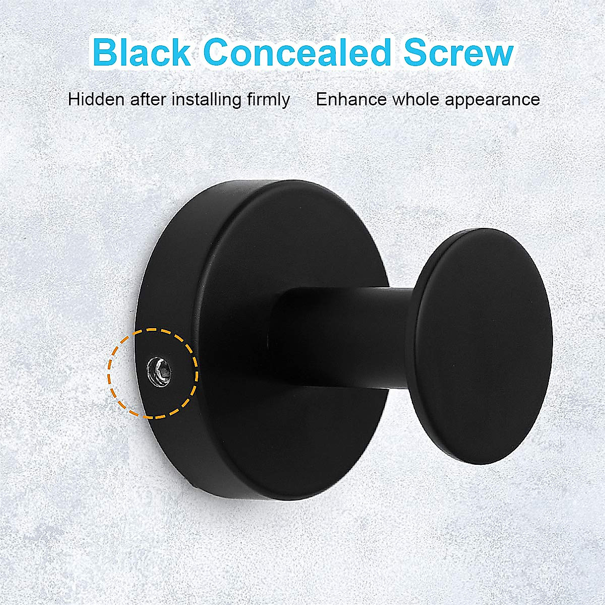 WaaWee 2 Pack Matte Black Robe Towel Hook, Wall Mount Stainless Steel Wall Hook, Heavy Duty Coat Hooks for Bathroom Kitchen Home Storage