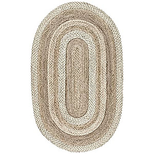 nuLOOM Charlene Braided Border Jute Area Rug, 5' x 8' Oval, Natural