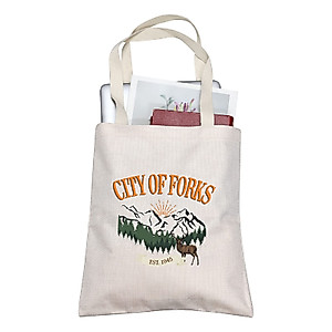 TOBGBE Forks Washington Gift TV Show Lover Tote Bag (City of Forks Tote)