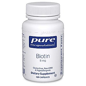 Pure Encapsulations Biotin 8 mg | B Vitamin Supplement for Stress Relief, Hair, Skin, and Nail Strengthening, Metabolism, Carbohydrate Support, and Nervous System* | 120 Capsules