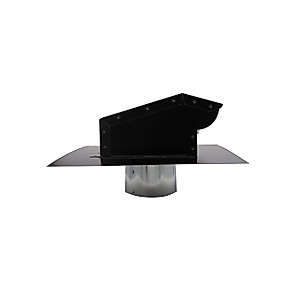 RDP Rooftop Exhaust Vent Cap with Damper and Bottom Extension (10 Inch, Black)