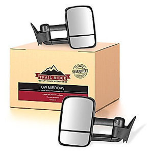 Trail Ridge Tow Mirror Manual Black Pair Set of 2 for GM C/K Pickup SUV