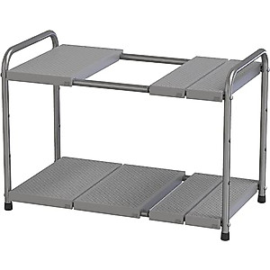 DecoBros Under Sink 2 Tier Expandable Shelf Organizer, Silver