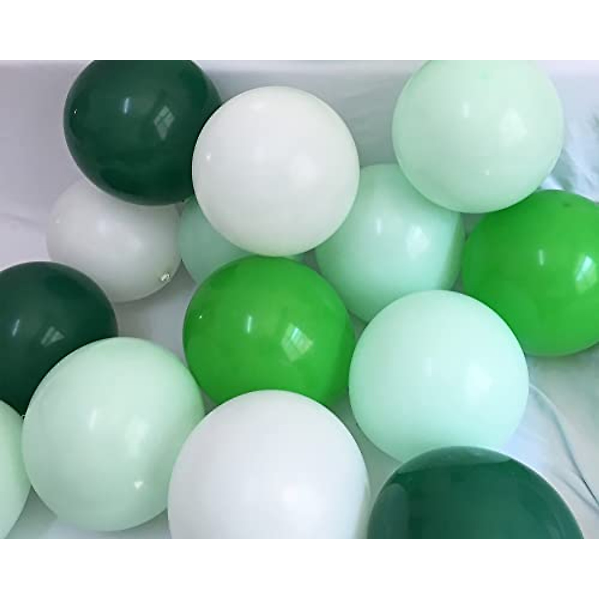 Light Dark Green and White Balloons -Pastel Emerald Green White Balloons 12inch for Birthday Baby Shower Wedding Graduation Anniversary Party Decorations