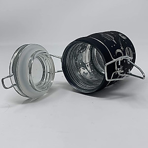 Airtight Glass Herb Jar Medium 3.75" Tall (Black Frosted/Galaxy)