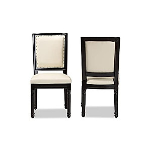 Baxton Studio Louane Beige and Black Finished Wood 2-Piece Dining Chair Set