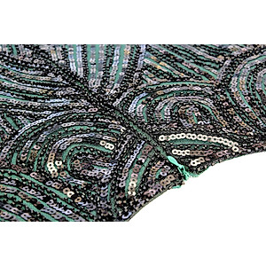 Letter Love Women 1920s Vintage Flapper Fringe Beaded Gatsby Party Dress With 20s Accessories Set (S, Black Green)