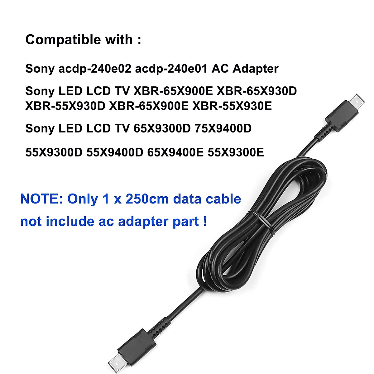 JUYOON Sync Data Charging Cable for Sony 55X9400E 65X9400E 65X900E 65X905E 65X930D 75X900E 75X900E 65X930E XBR-65X900E XBR-55X930E Smart LED TV ACDP-240E01 ACDP-240E02 Adapter