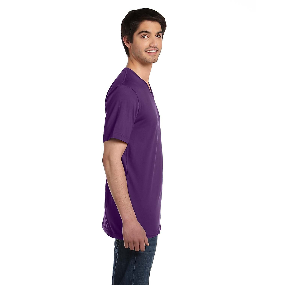 Bella + Canvas Unisex Jersey Short-Sleeve V-Neck T-Shirt L TEAM PURPLE