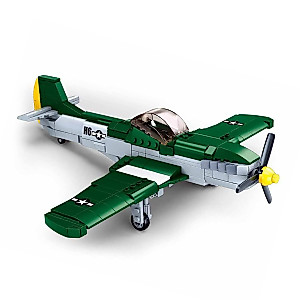 DAHONPA P51D Fighter Military Army Airplane Building Bricks Set with 1 Figure, 323 Pieces Air-Force Build Blocks Toy, Gift for Kid and Adult.