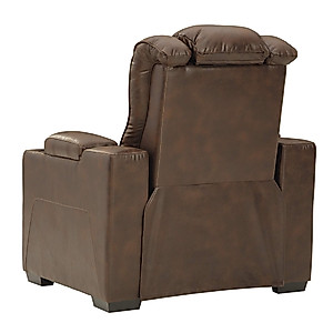 Signature Design by Ashley Owner's Box Faux Leather Power Recliner with Adjustable Headrest, Brown