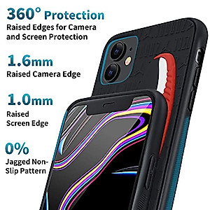 XMKMHomeLove Compatible with iPhone 11 Case Design 3D Clear Basketball Pattern Heavy Duty Shockproof Full Body Rugged Hard+Soft Silicone Drop Protective Men Cover for iPhone 11 6.1 inch Cool Black