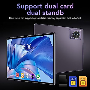 Acogedor Cellular Tablet 10.1 Inch, Android 11.0 Tablets, with Octa Core CPU, 2.4G 5G Dual Band WiFi, Dual Card Dual Standby, 8GB RAM 128GB ROM, Bluetooth 5.0 and GPS ()