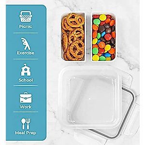 carrotez 2 Compartment Snack Containers, Portion Control Container, Small Food Storage Containers, Small Snack containers with Airtight lids, BPA Free, Stackable, Reusable, 2 PACK