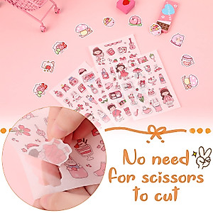 652 Pieces Korean Cute Kawaii Washi Cartoon Stickers Cartoon Little Girls Stickers Set Lovely Kid Sticker Small Size Scrapbook Decal Photo Planner Dairy Sticker for Notebook DIY(Cute Style)