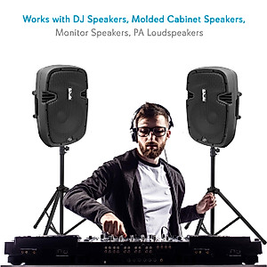 Pyle Universal Stand Kit-Height Adjustable 3.6’ -5.6’ Tall Sound Equipment Tripod Mount for Speakers w/ 35mm Insert-Home, Stage, Studio Use-(2), Black, 21’ ft 1/4" Audio Cable (PMDK102)