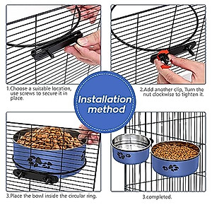 OFFKITSLY 2 Pack Stainless Steel Dog Crate Water Bowls, No Spill, Anti-Tipping, Hygienic, Easy to Clean, Cute Pattern, Perfect Size