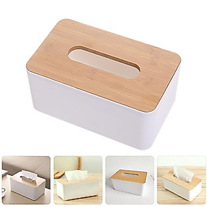 Alipis Bamboo Tissue Box Cover Holder Facial Tissue Dispenser Box Rectangle Paper Tissue Napkin Holder for Bathroom Kitchen Home Countertop