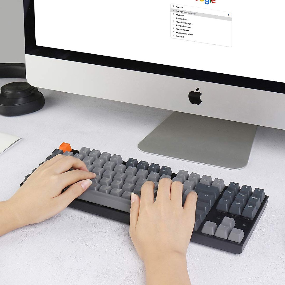 Keychron K8 Hot-swappable Wireless Bluetooth 5.1/Wired USB Mechanical Keyboard with Gateron G Pro Red Switch/White LED Backlit/N-Key Rollover, Tenkeyless 87-Key Computer Keyboard for Mac Windows