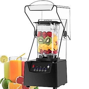 WHIPIN Blender Smoothie Maker, 2L Commercial Mixer Milkshake Smoothie Blender Machine for Shakes and Smoothies, Heavy Duty 2200W Stainless Steel Blade with Quiet Shield Sound Enclosure, 5 Presets
