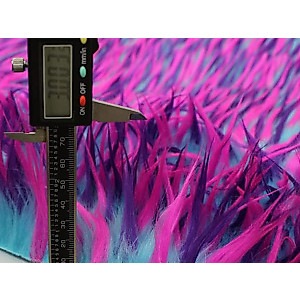 Faux Fake Fur Fabric Long Pile 3 Tone Spike Turquoise Purple Fuchsia / 60" Wide/Sold by The Yard