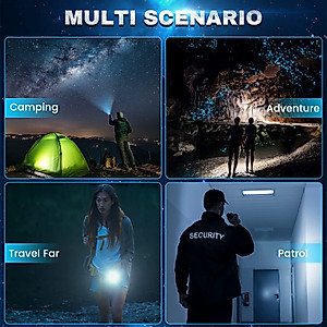 Rechargeable Flashlights High Lumens, 150000 Lumens Super Bright Tactical Flashlight One Click Off, IPX6 High Powered Flashlight USB Powerful Handheld Flash Light for Emergencies, Camping, Hiking