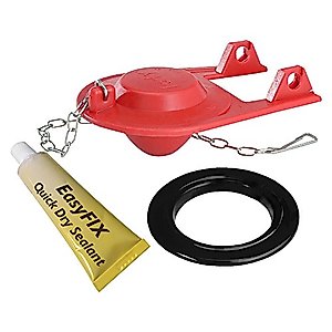 Korky 2003BP EasyFix Toilet Flush Valve and Flapper Repair Kit - Repairs Flush Valves and Flappers - Easy to Install - Made in USA, red