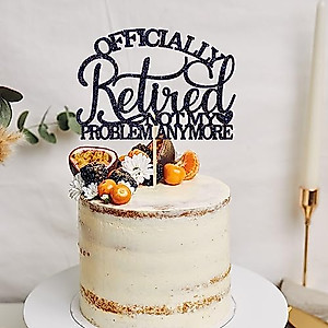 Officially Retired Cake Topper, Happy Retirement, The Legend Has Retired, Retirement Party Decorations Supplies - Black Glitter