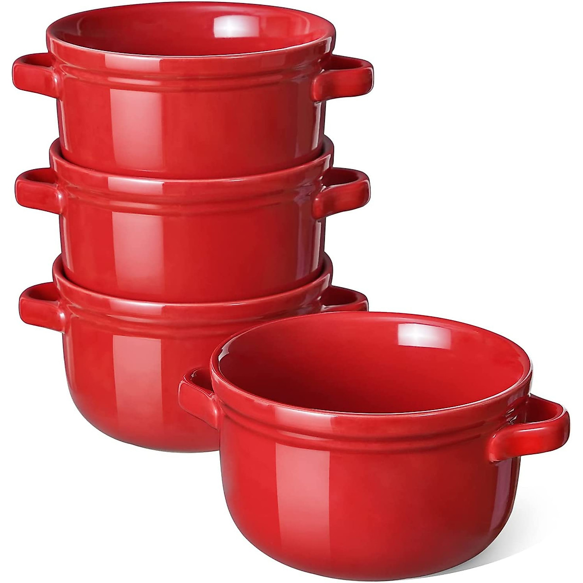 LE TAUCI Pasta Bowls 45 Oz+ Soup Bowls with Handles 28 Oz, Red
