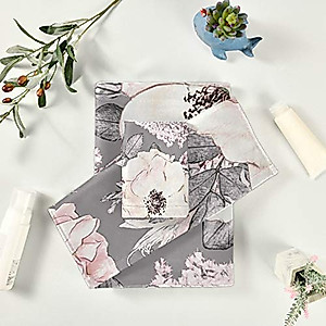 ALAZA Pink Rose Towels Bathroom Sets Flower Gray Towels Set of 3, 1 Bath Towel 1 Hand Towel 1 Washcloth Soft Highly Absorbent Decorative Towels for Kitchen Beach Gym Spa