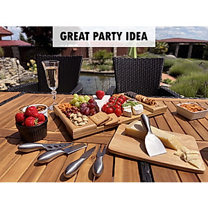 Bamboo Cheese Board Charcuterie Platter & Serving Tray Charcuterie Boards Gift Set Butter Board Perfect Choice for Gourmets, Birthday Presents, Wedding Gifts, Mothers & Housewarming Gifts
