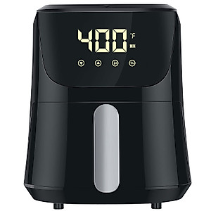 LATURE 4.2 QT Air Fryer Oven Cooker with Temperature and Time Control Dishwasher Non-stick Basket LED Digital Touch Screen 8 Cook Presets CE Certified Black (Black-Digital)