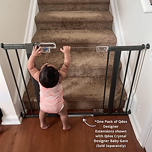 Qdos Safety Designer Gate Extensions for Crystal and Spectrum Pressure Mount Baby Gates | Slate | Allows for use in wider door openings - Each Extension adds 2.75" to the gate - Includes 2 Extensions