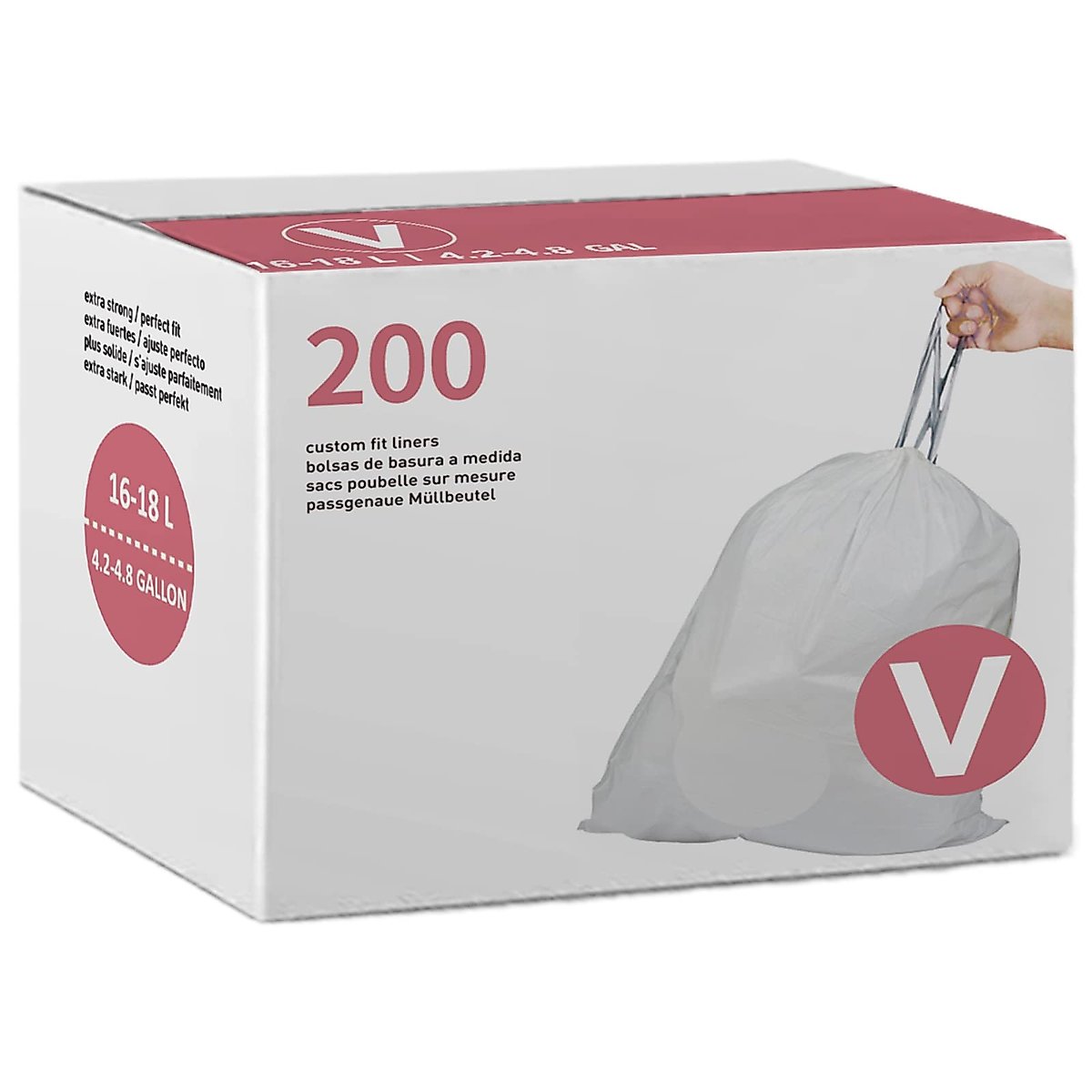 Code V 200 Count Heavy Duty Drawstring Trash Bags THICK White Garbage Can Liners 4.2-4.8 Gallon / 16-18 Liter Heavy Duty White Drawstring Garbage Liners