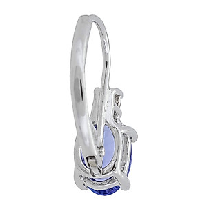 Gin & Grace 10K White Gold Natural Diamond (I1,I2) & Genuine Tanzanite Lever Back Earring for Women