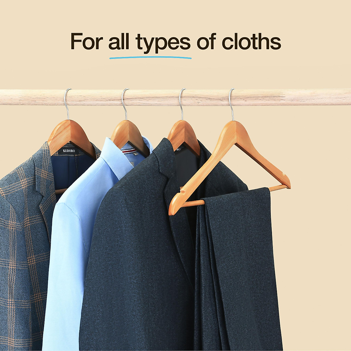 Home It Wooden Hangers 30 Pack - Natural Wood Durable Heavy Duty Coat Hangers Non Slip for Jacket, Shirt, Pants and Suit - Premium Solid Clothes Hangers for Closet with Chrome Swivel Hook