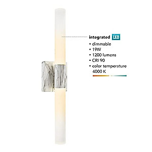 Globe Electric 51847 Edinburgh 2-Light LED Integrated Dimmable Wall Sconce Vanity Light, White Faux Marble, Frosted Acrylic Shades, 19W, 1200 Lumens