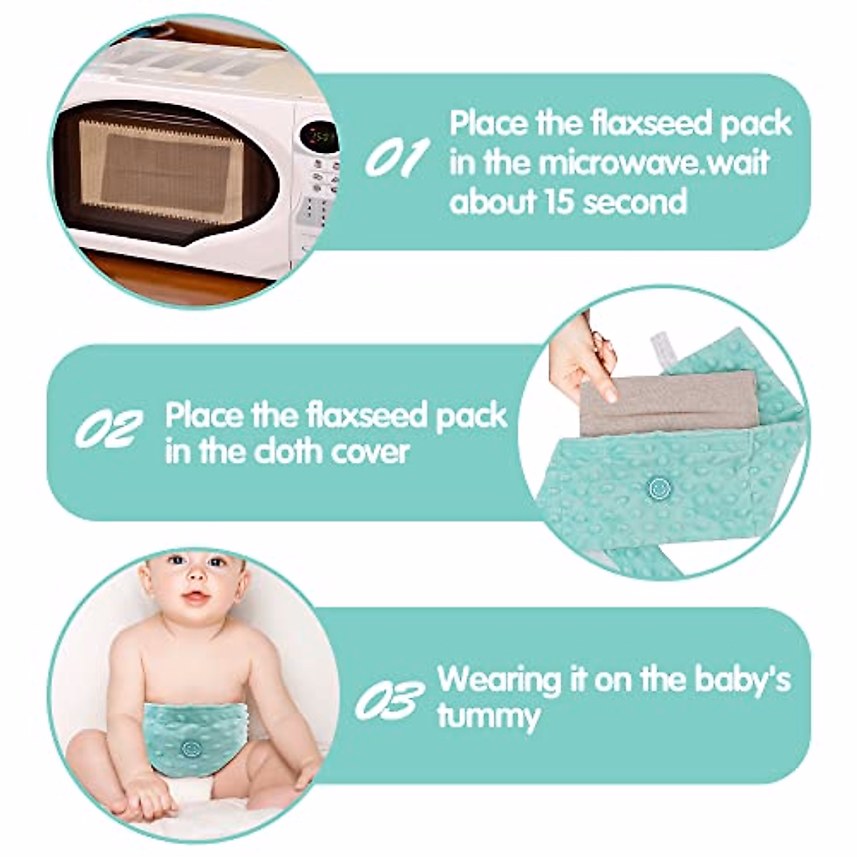 Comfheat Colic and Gas Relief for Newborns and Infants, Flaxseed Heated Tummy Wrap, Baby Swaddling Belt with Soothing Warmth, Natural Relief for Upset Stomach in Babies and Toddlers, 0-3 Years