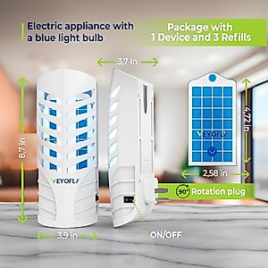 VEYOFLY Fly Trap, Plug in Flying Insect Trap, Fruit Fly Traps for Indoors-Safer Home Indoor- Bug Light Indoor Plug in- Mosquito,Fruit Fly, Gnat Trap, Flea Trap, Bugs- No Odor (1 Device+3 Refills)