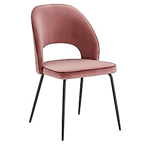 Modway Nico Performance Velvet Dining Chairs in Black Dusty Rose-Set of 2